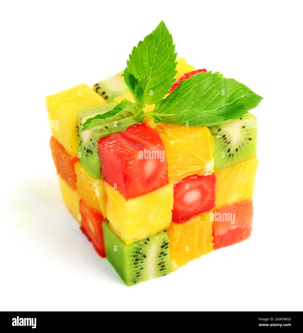 Cube formed from sliced fruits isolated on white Stock Photo - Alamy