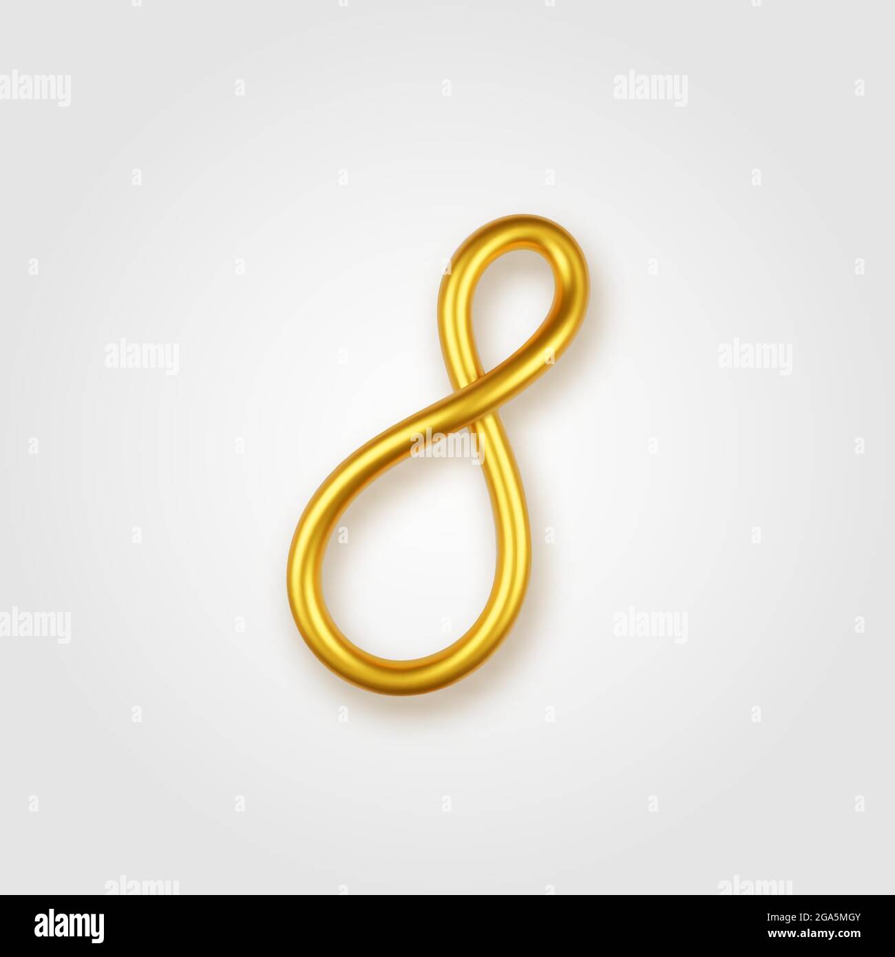 Gold 3d realistic number 8 sign on a light background. Vector ...