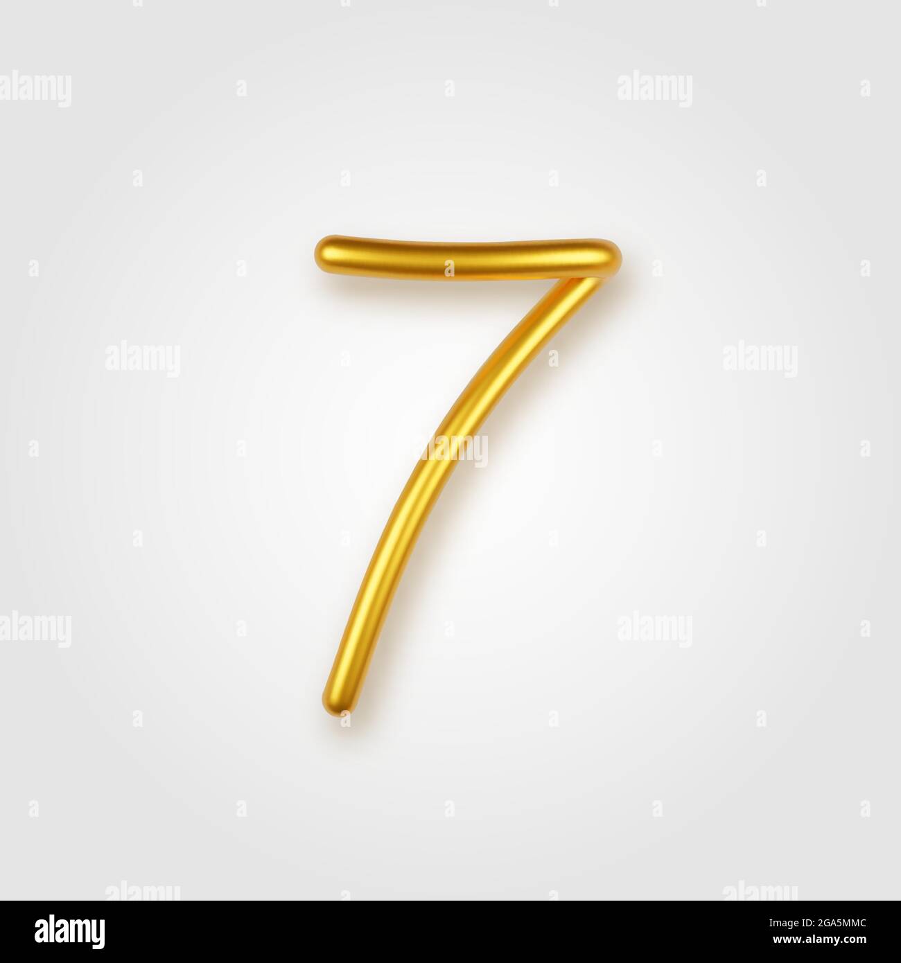 Gold 3d realistic number 7 sign on a light background. Vector ...