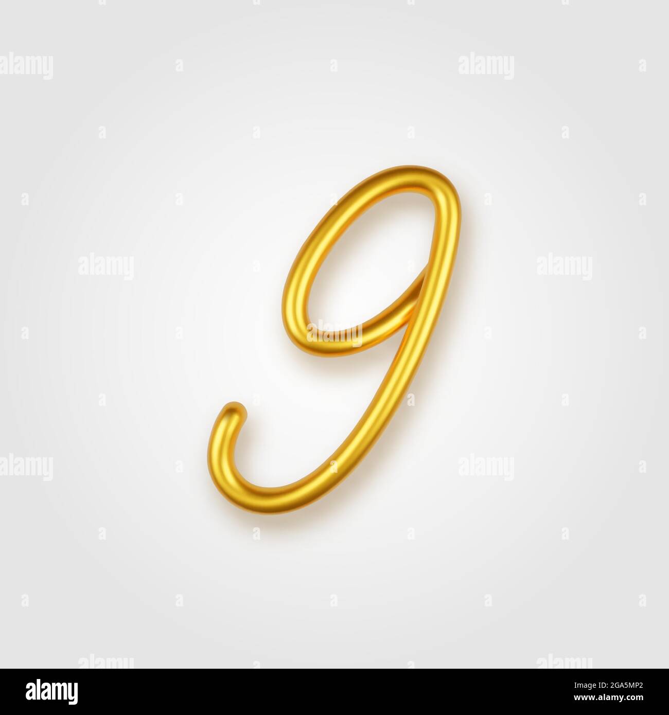 Gold 3d realistic number 9 sign on a light background. Vector ...