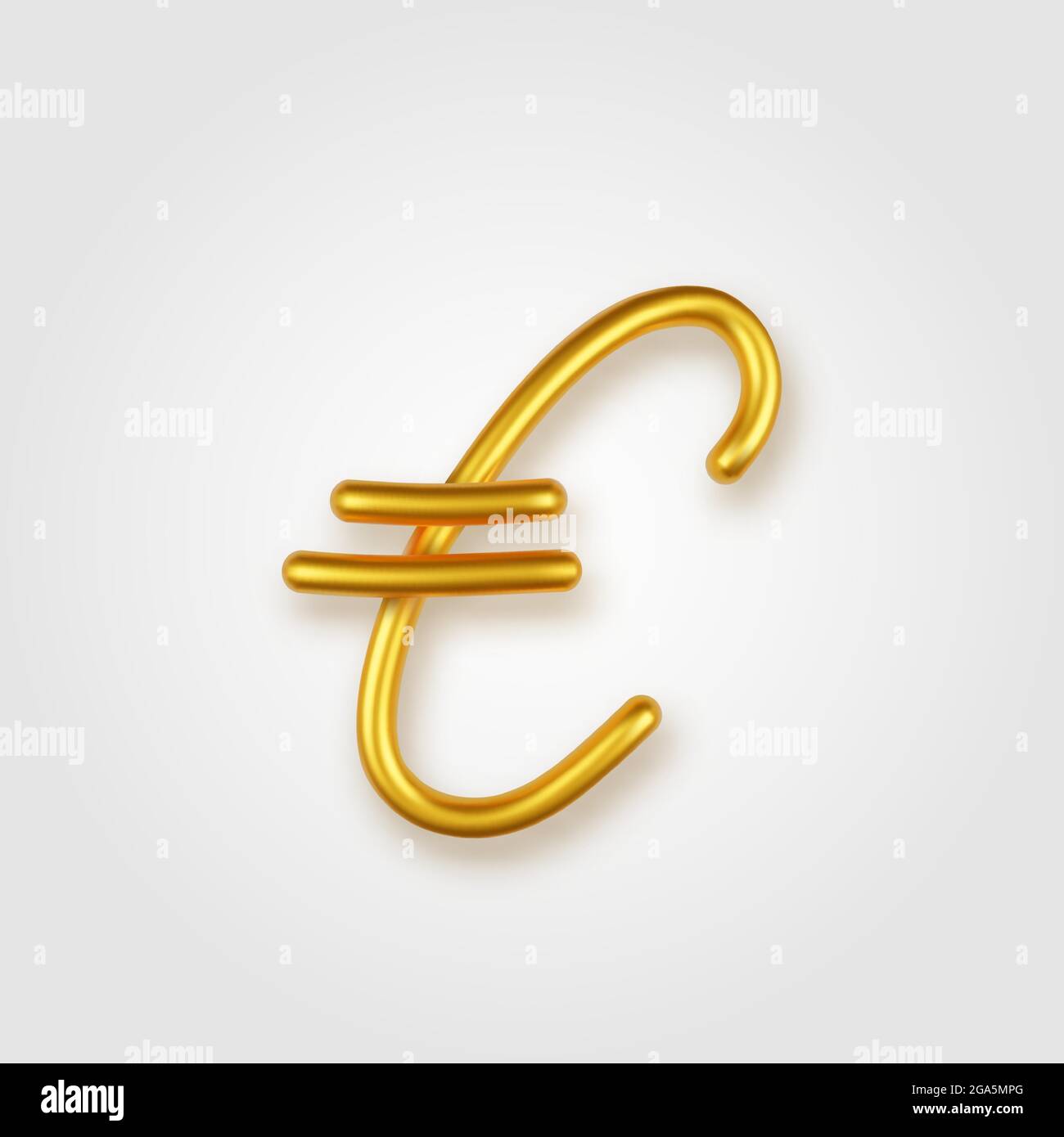 Gold 3d realistic euro sign on a light background. Vector illustration ...