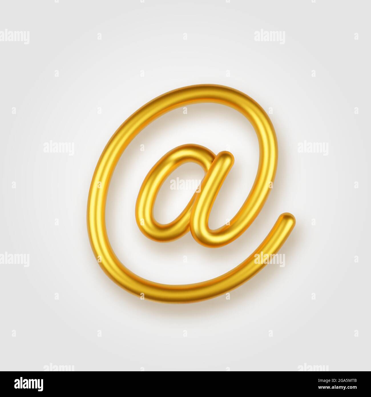 Gold 3d realistic email or at mail sign on a light background. Vector ...
