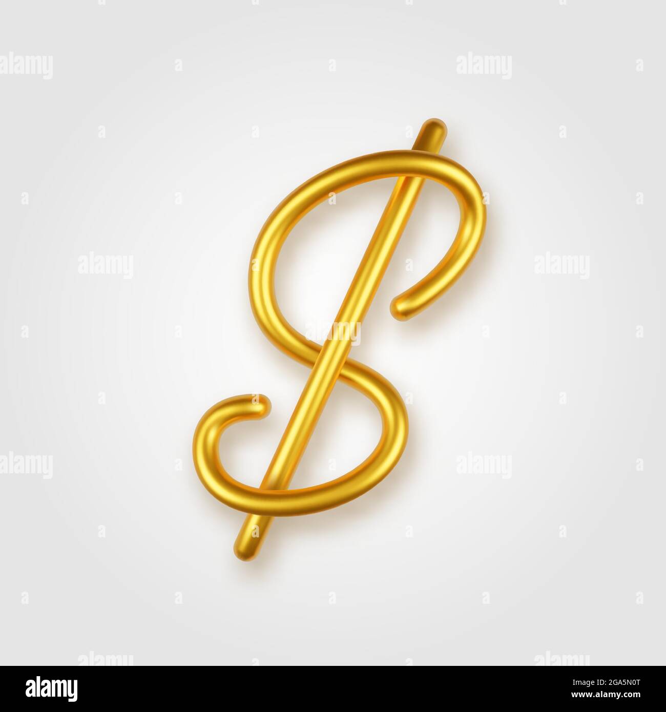 Gold 3d realistic dollar sign on a light background. Vector ...