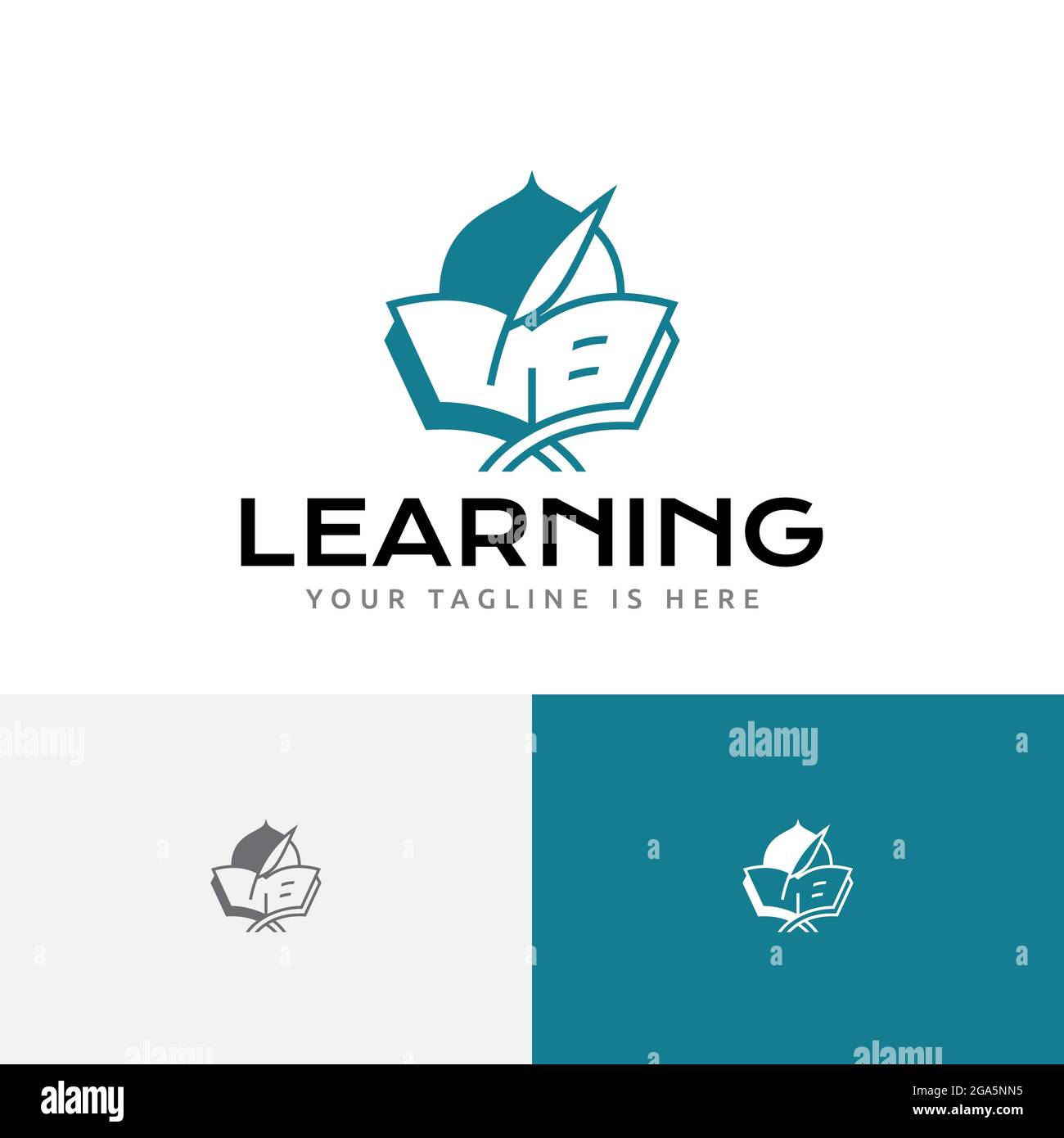 Mosque Dome Islamic School Quran Reading Learning Logo Stock Vector ...