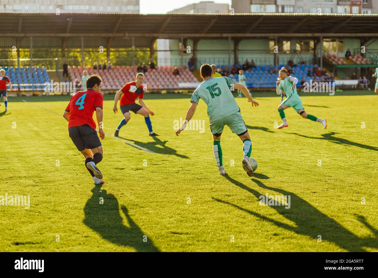 Soccer training, young male soccer players training playing soccer ...