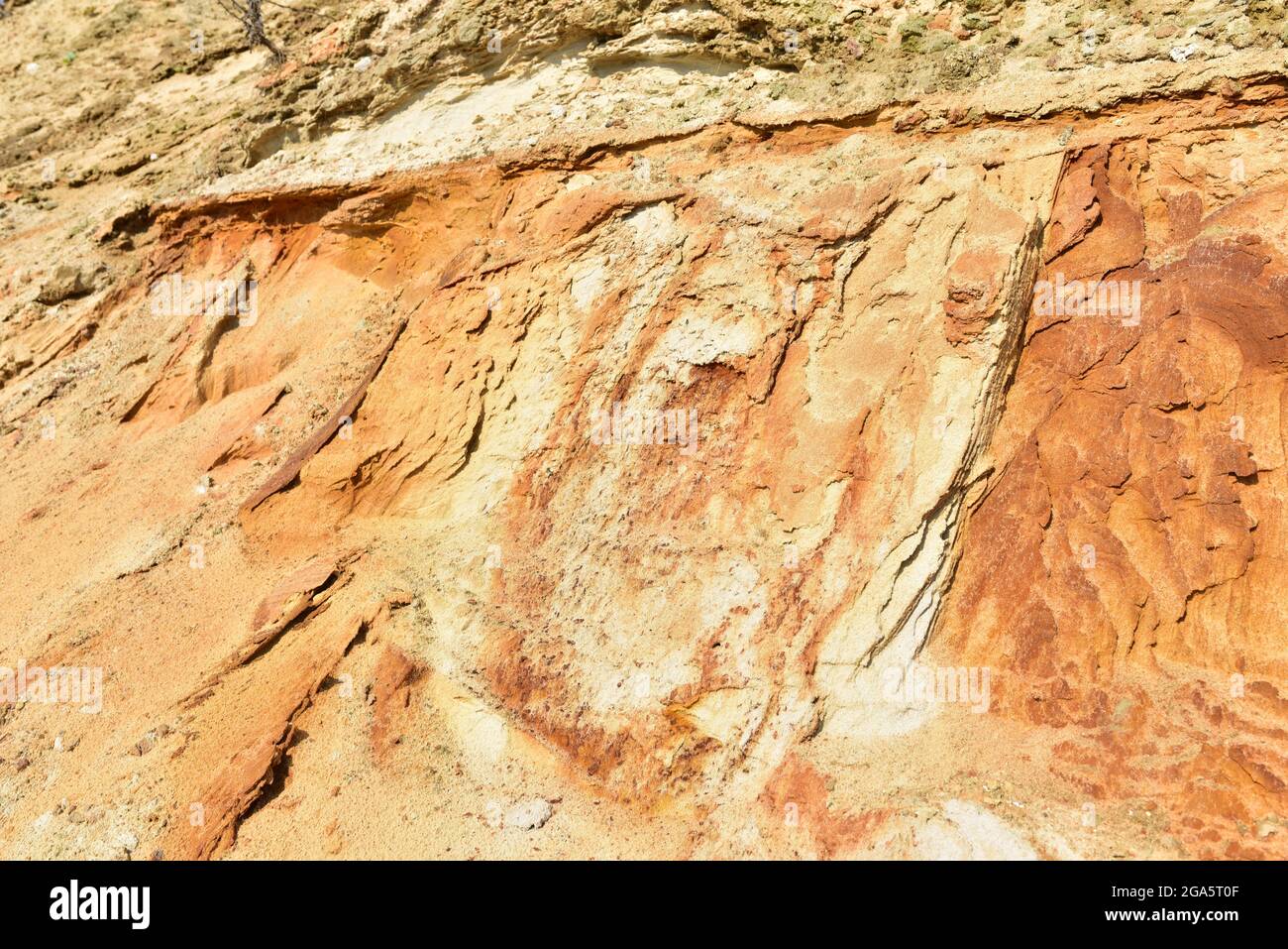 Land structure in open pit mining. Ground background in quarry. Rock ...
