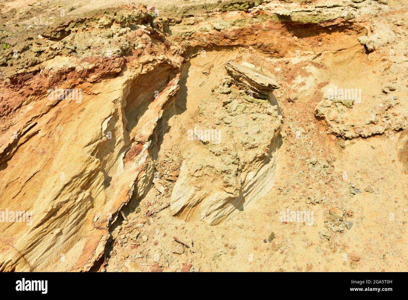 Land structure in open pit mining. Ground background in quarry. Rock ...