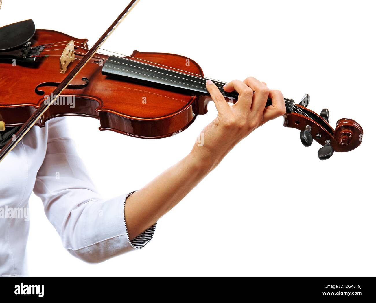 Violinist playing violin isolated on white Stock Photo - Alamy
