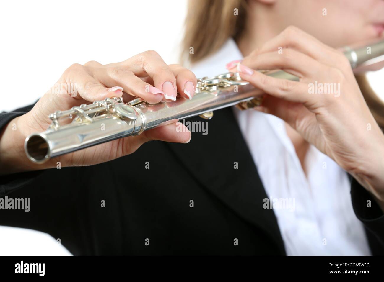Musician playing flute, closeup Stock Photo - Alamy