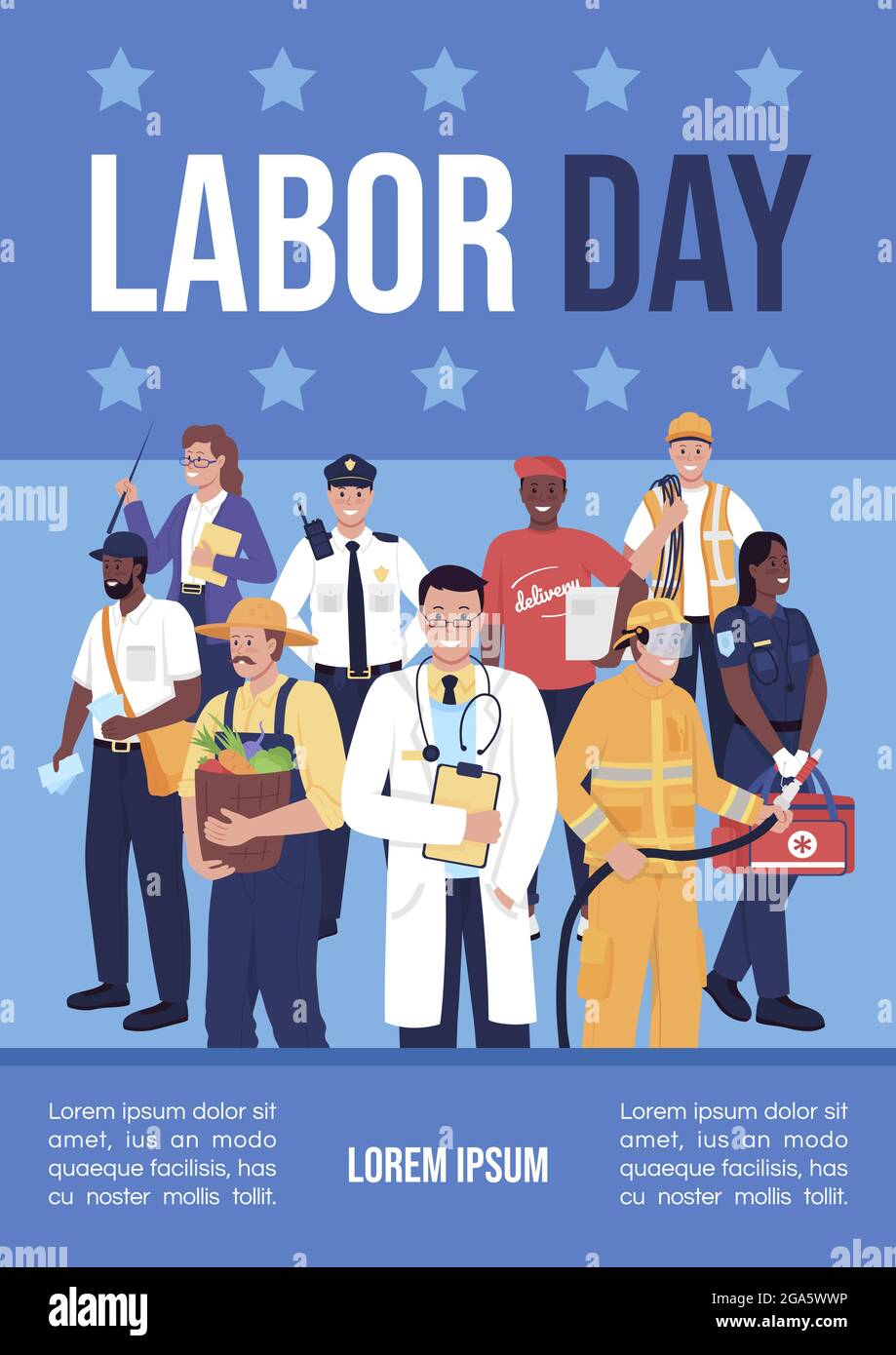 Labor day poster flat vector template Stock Vector Image & Art - Alamy