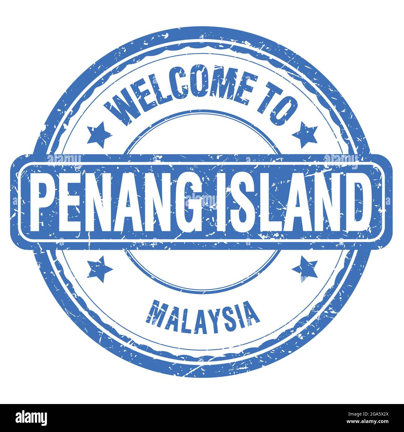 WELCOME TO PENANG ISLAND - MALAYSIA, words written on light blue grungy ...