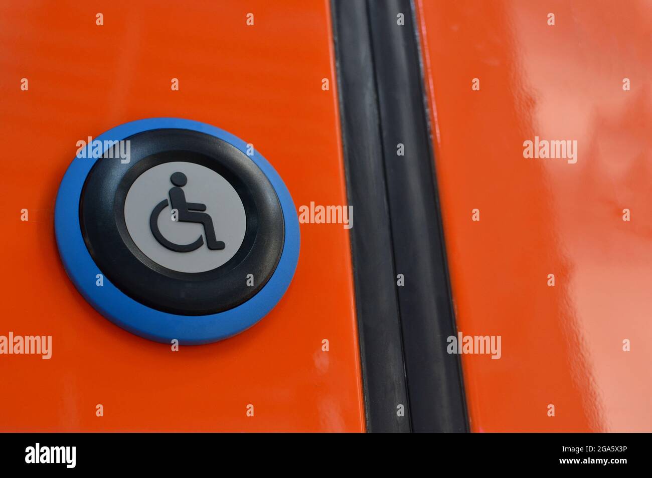 Button with sign wheelchair. Train door push button press to open ...
