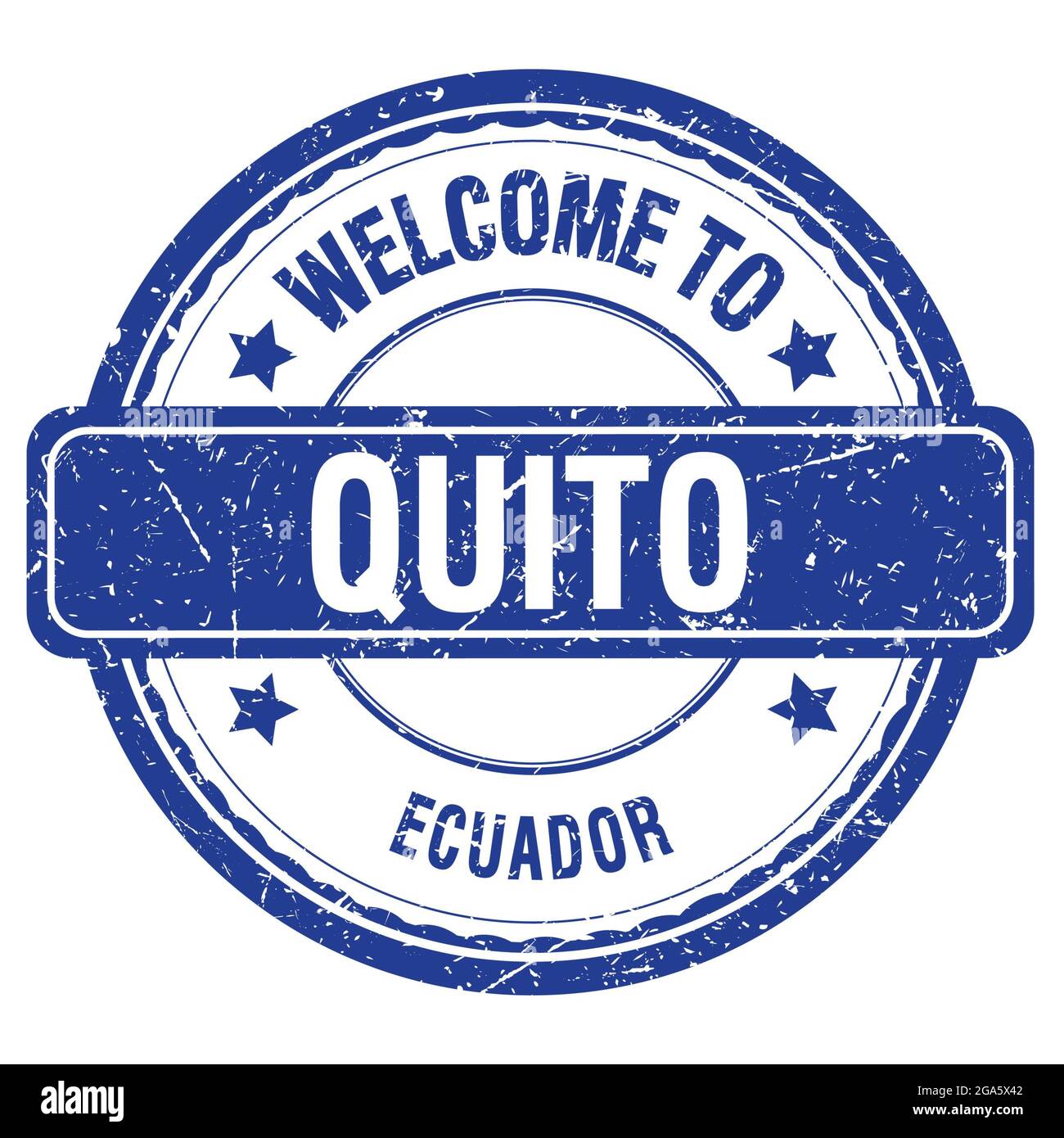 WELCOME TO QUITO - ECUADOR, words written on blue grungy stamp Stock ...