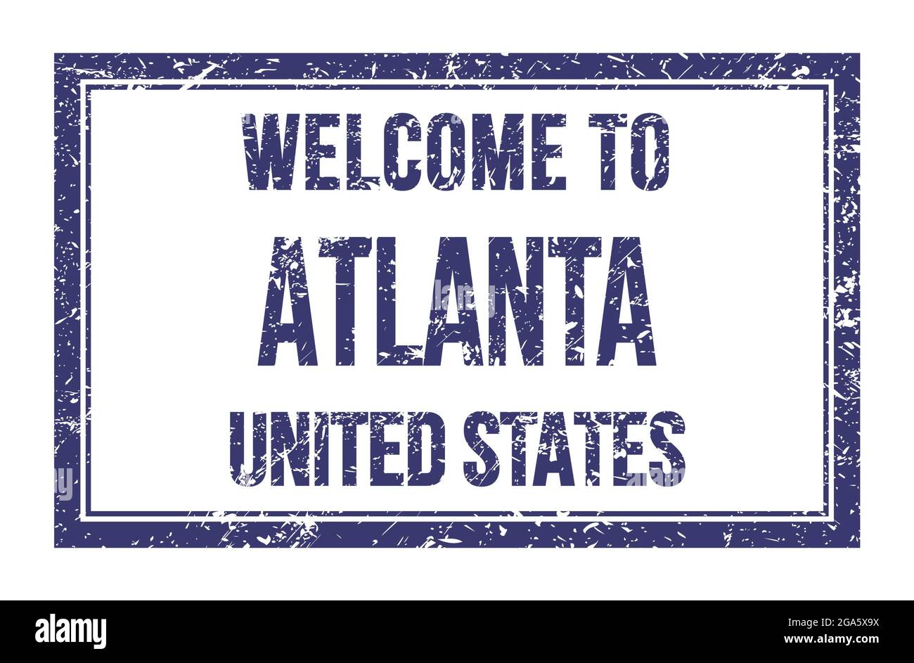 WELCOME TO ATLANTA - UNITED STATES, words written on blue rectangle ...