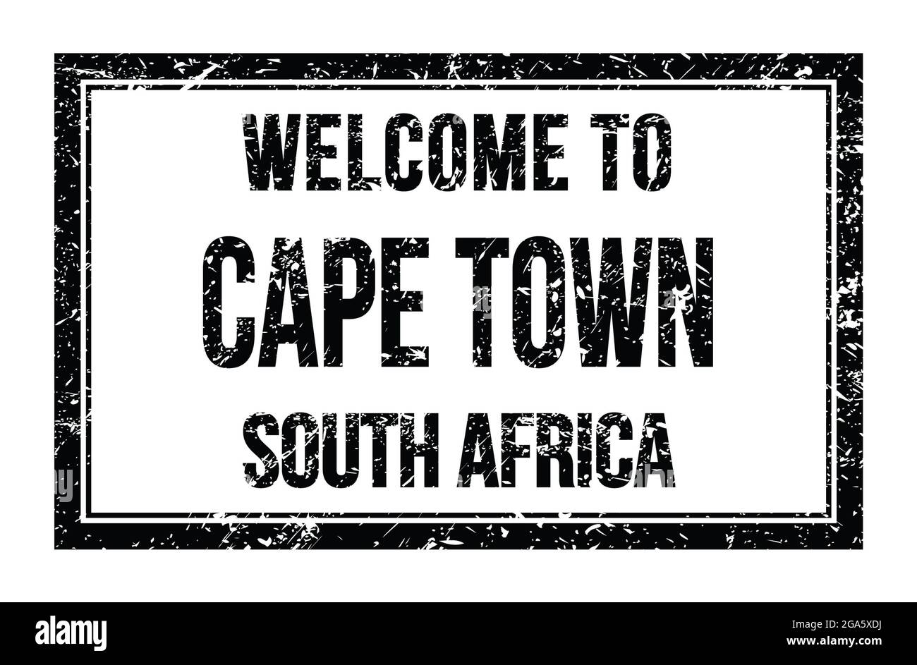 WELCOME TO CAPE TOWN - SOUTH AFRICA, words written on black rectangle ...