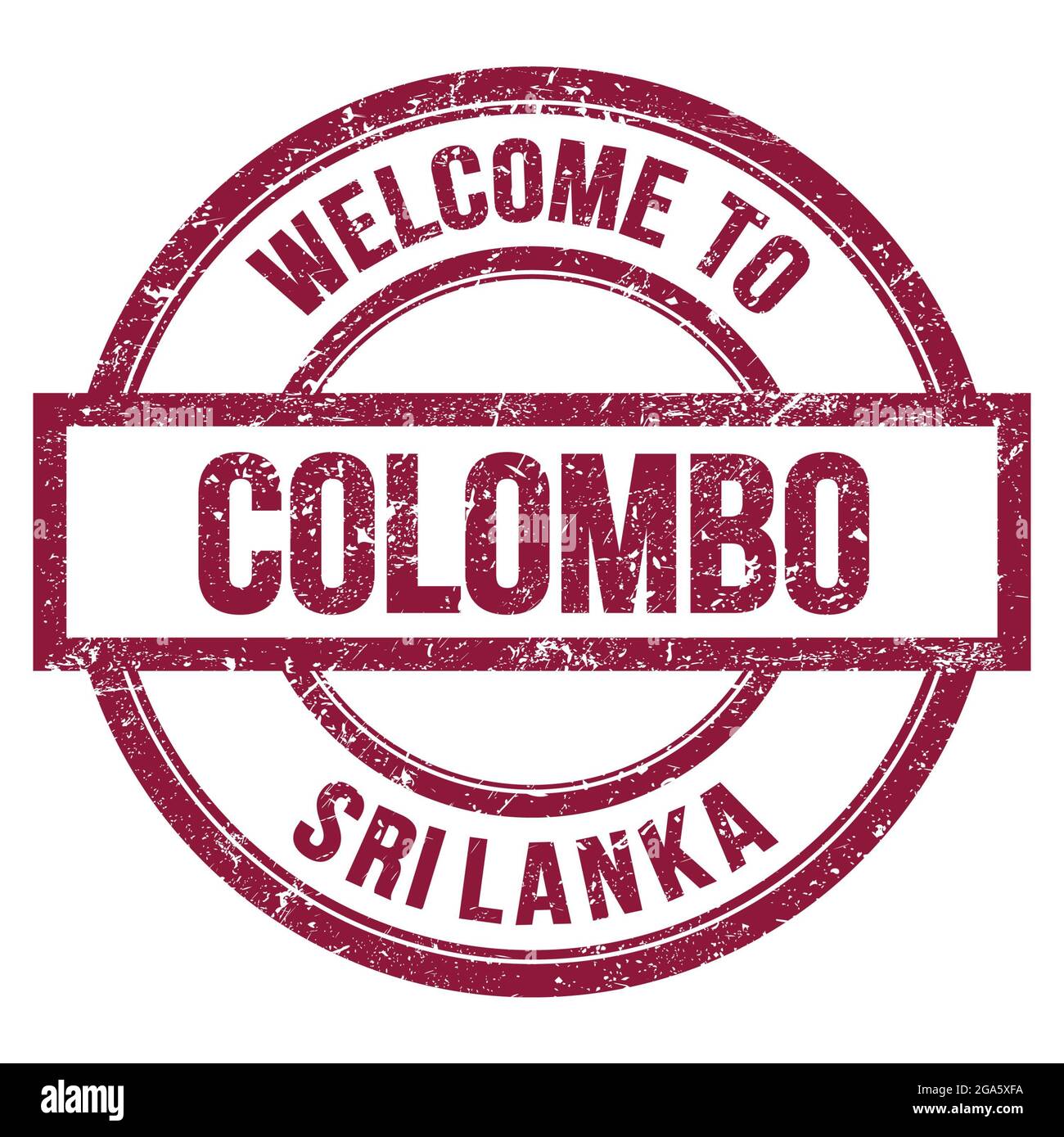 WELCOME TO COLOMBO - SRI LANKA, words written on red round simple stamp ...