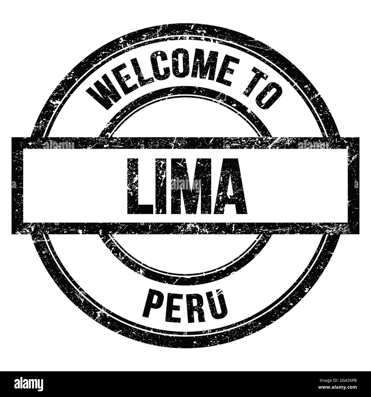 WELCOME TO LIMA - PERU, words written on black round simple stamp Stock ...