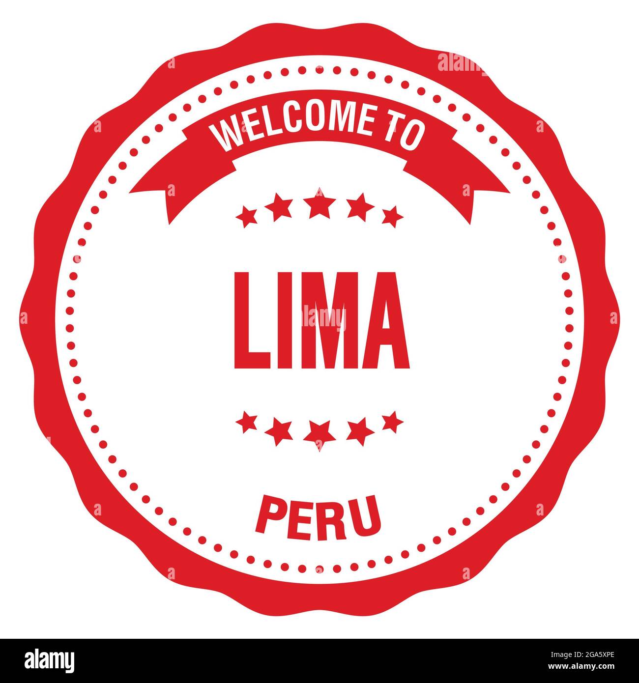 WELCOME TO LIMA - PERU, words written on red round badge stamp Stock ...