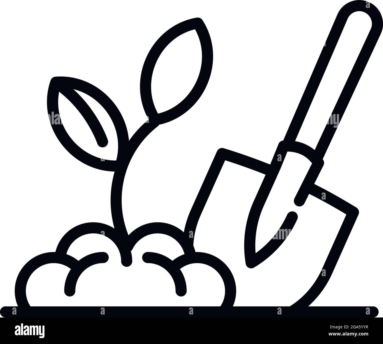 Hand garden shovel icon. Outline hand garden shovel vector icon for web ...