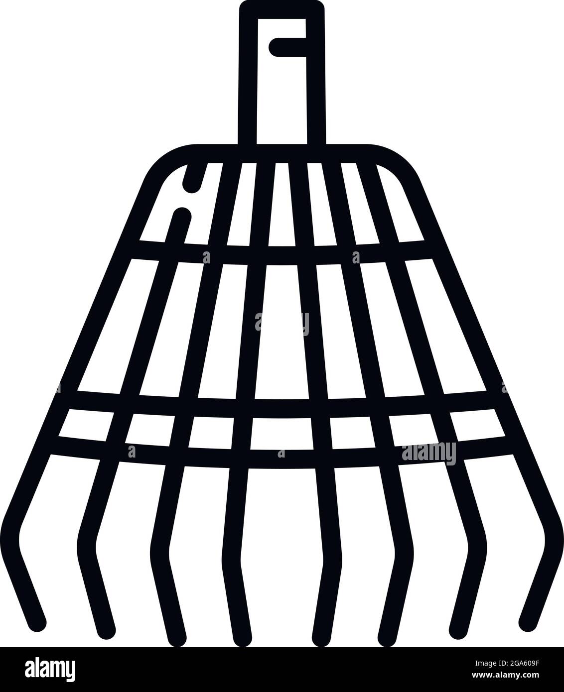 Gardening leaf rake icon. Outline gardening leaf rake vector icon for ...