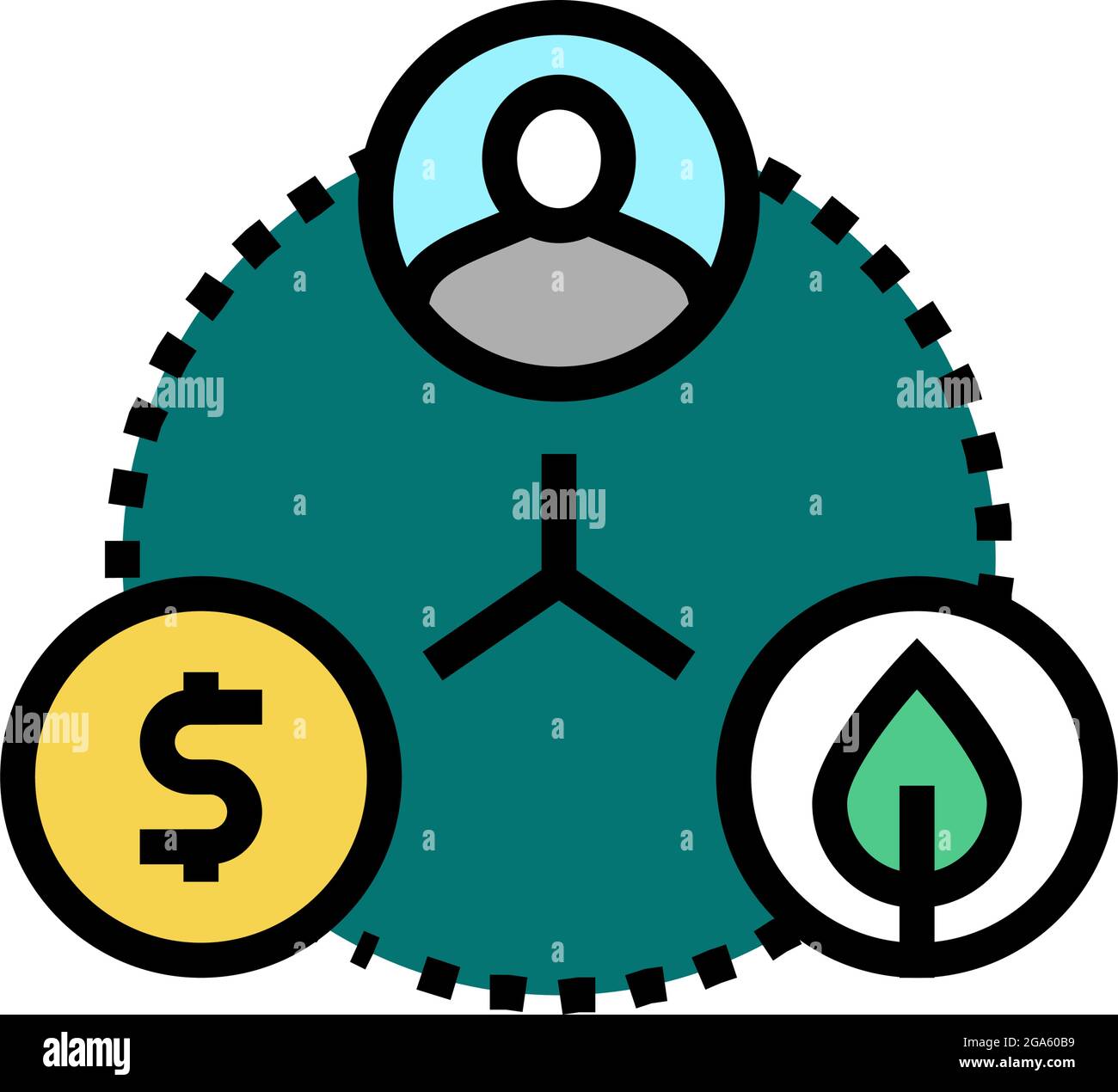 sustainable balanced economy color icon vector illustration Stock ...