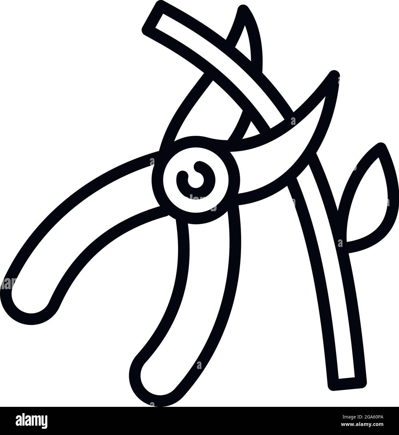 Secateurs cuts plant icon. Outline secateurs cuts plant vector icon for ...