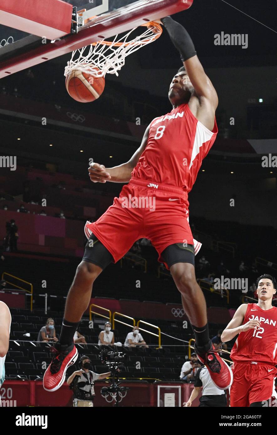 Rui Hachimura dunks the ball during the third quarter of Japan's ...