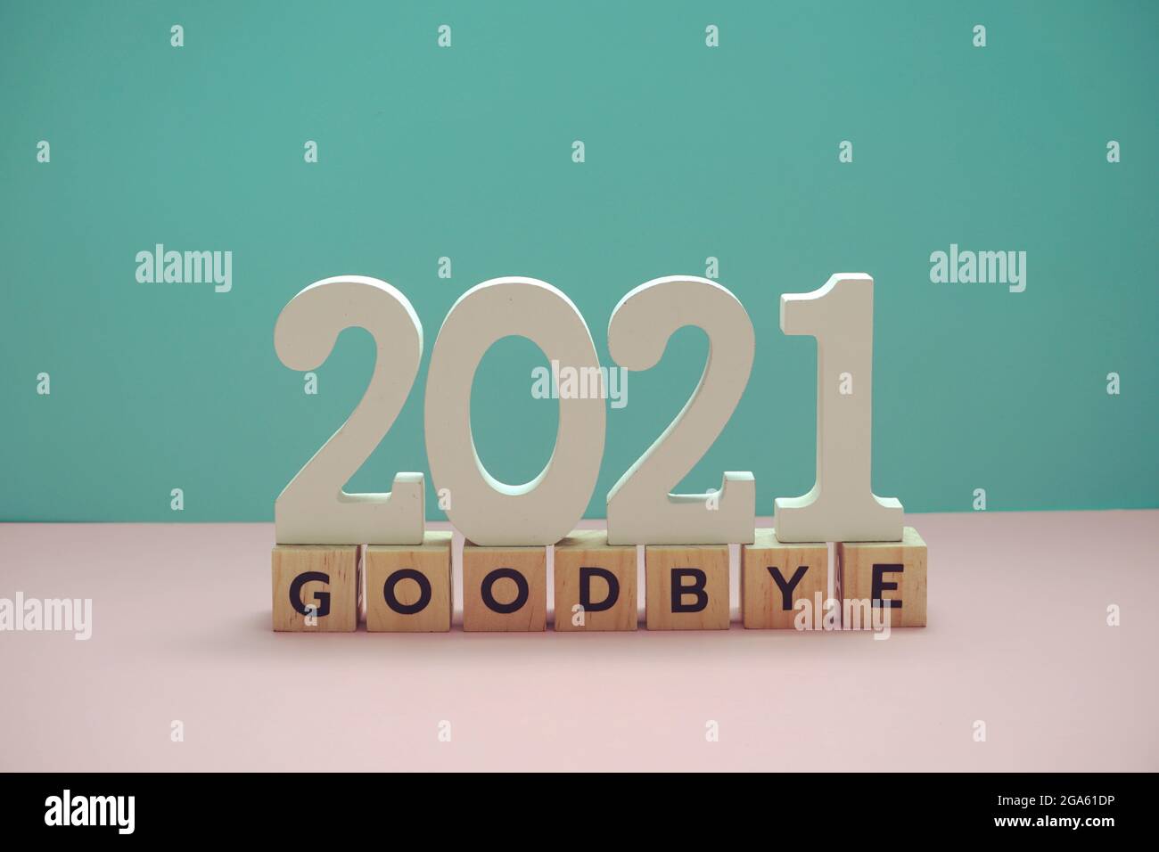 Goodbye 2021 alphabet letters on pink and blue background Stock Photo ...
