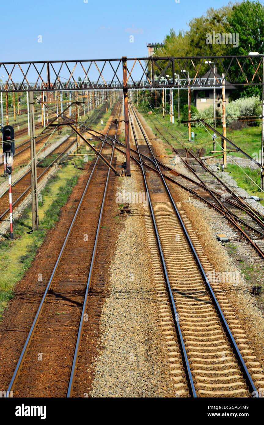 Railway infrastructure, rails, power supply, signaling. Summer Stock ...
