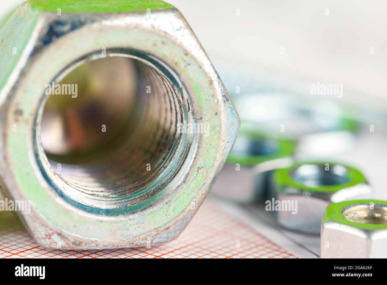 Technical drawings of bolt and nut. Engineering, technology and ...
