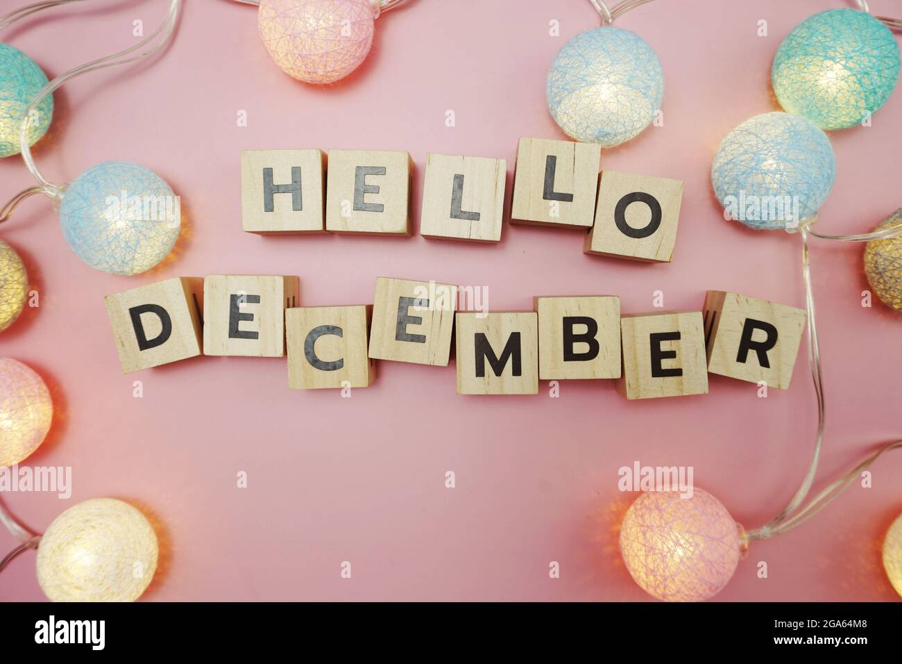 Hello December alphabet letters with LED cotton balls decoration on ...