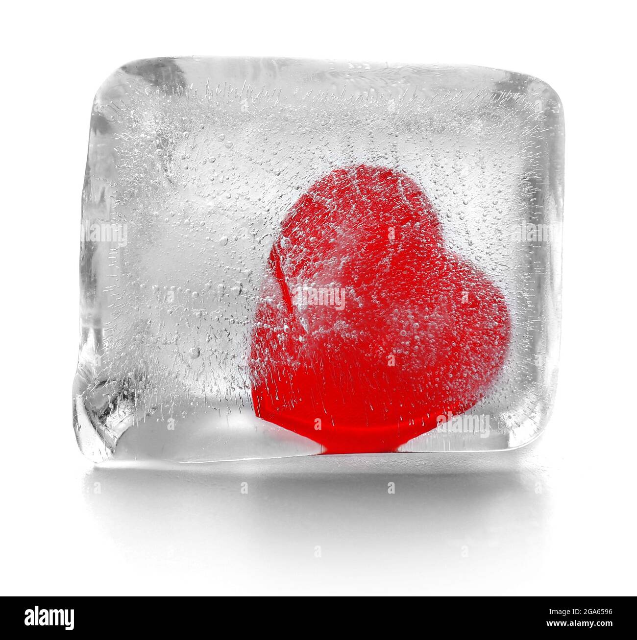 Red heart in ice cube isolated on white Stock Photo - Alamy