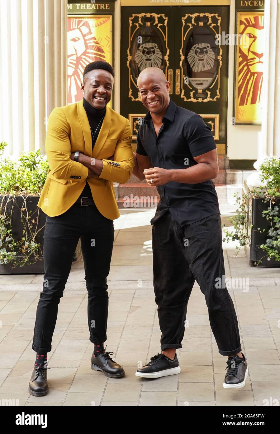 Kayi Ushe, who stars as Simba, and Shaun Escoffery, who stars as Mufasa ...