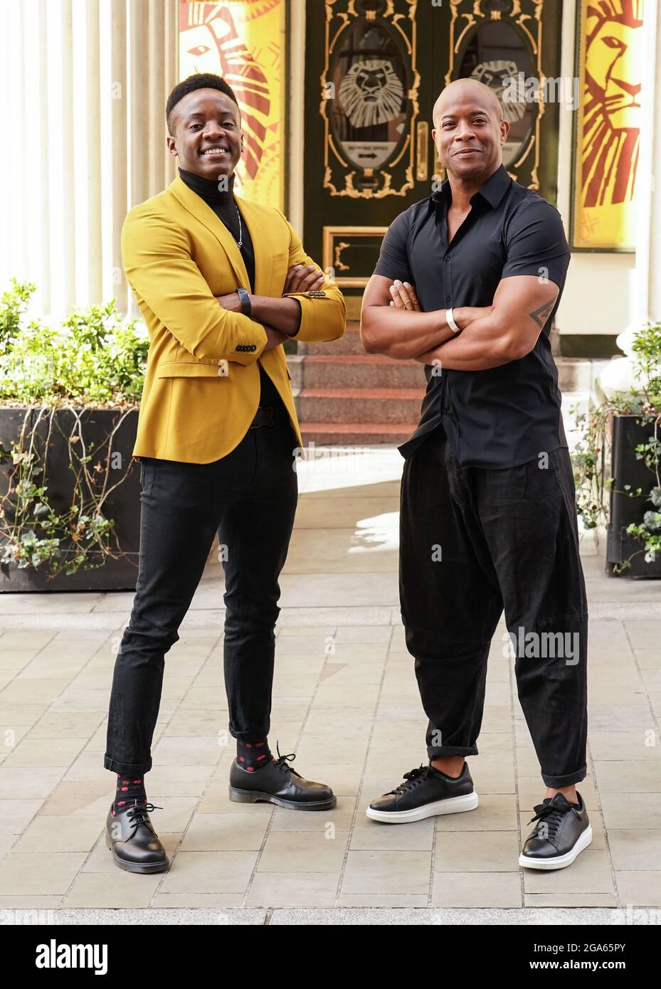 Kayi Ushe, who stars as Simba, and Shaun Escoffery, who stars as Mufasa ...