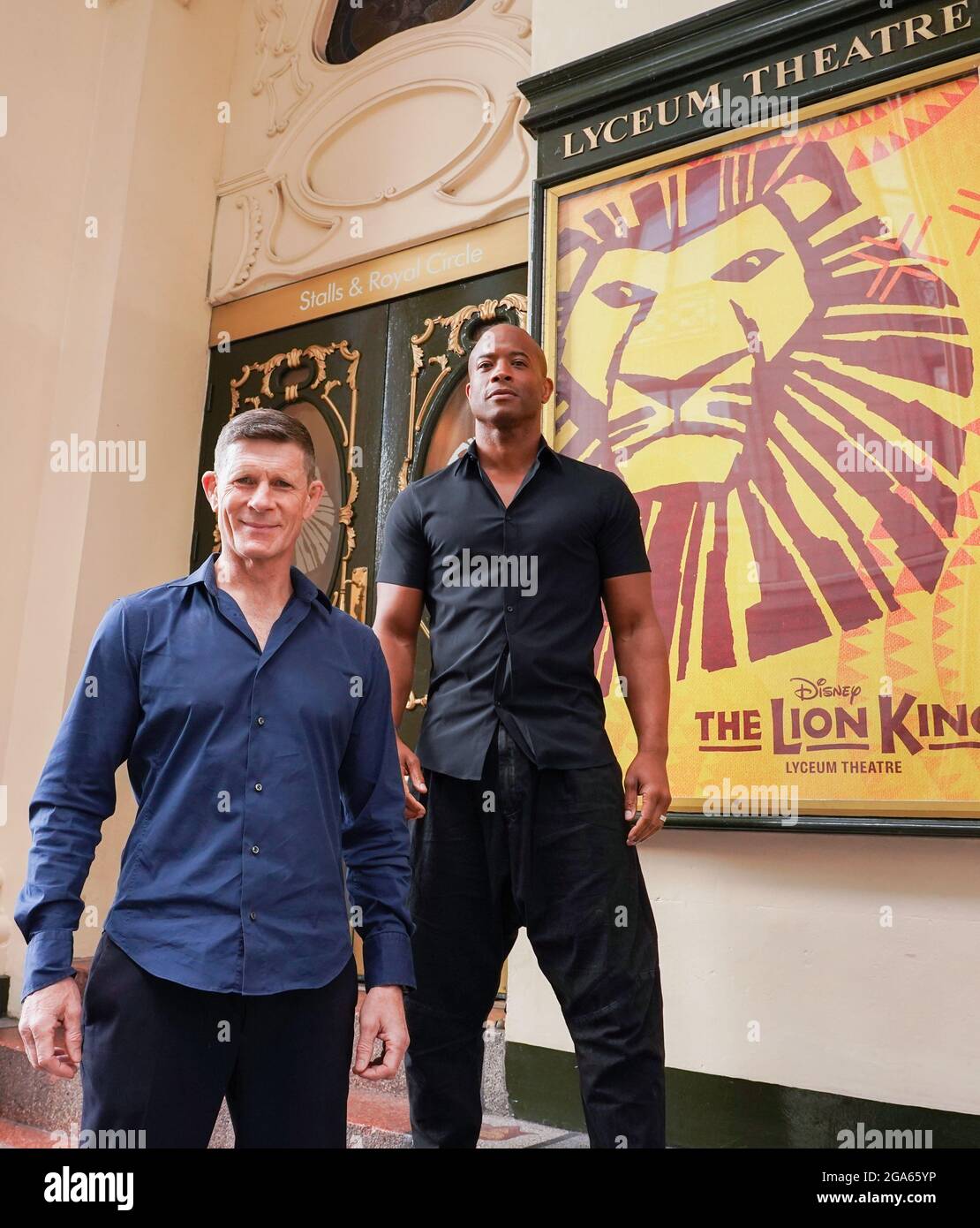 George Asprey, who stars as Scar, and Shaun Escoffery, stars as Mufasa ...