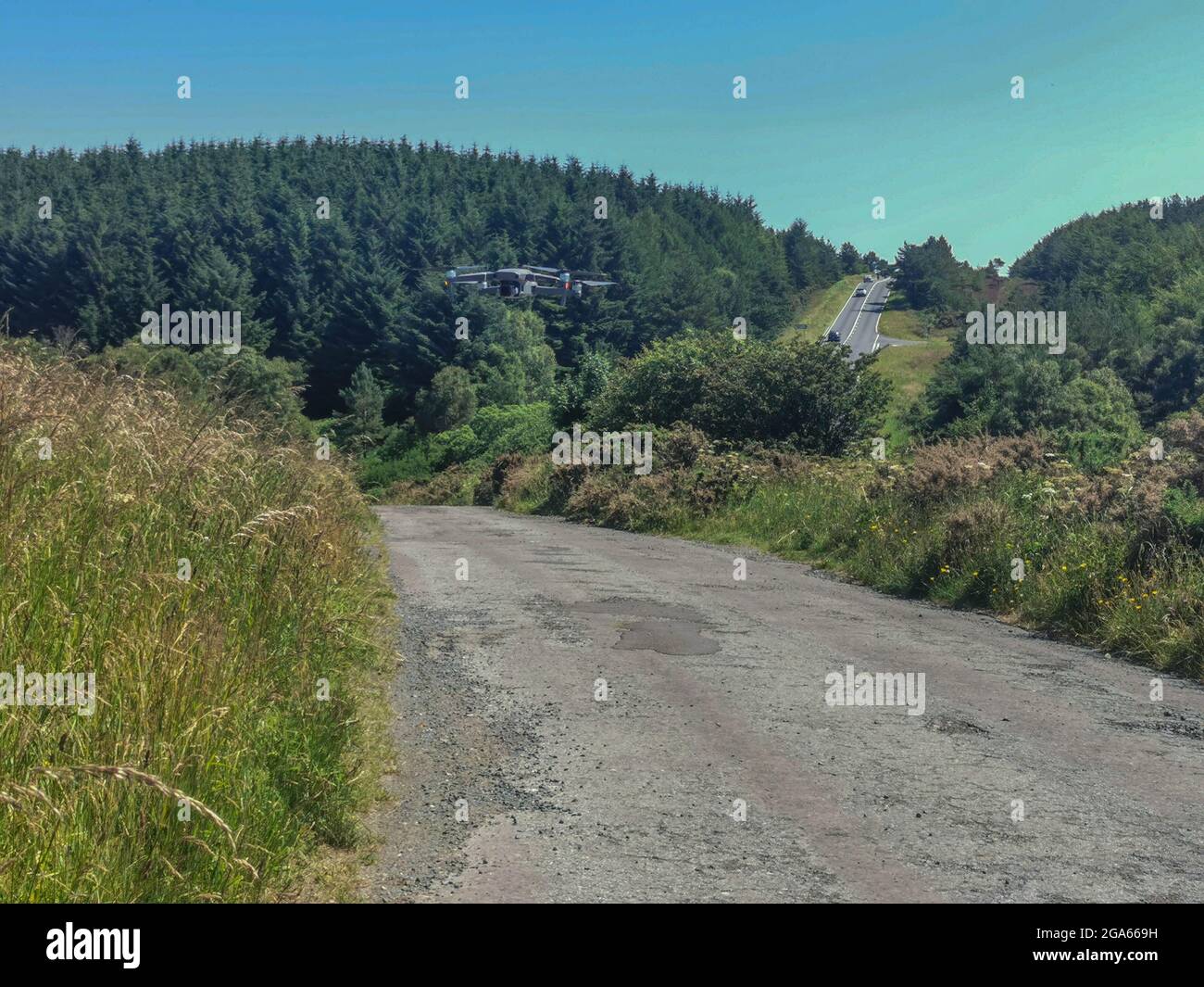 DJI Mavic Pro 2 Drone Flying in a forest Countryside Stock Photo - Alamy