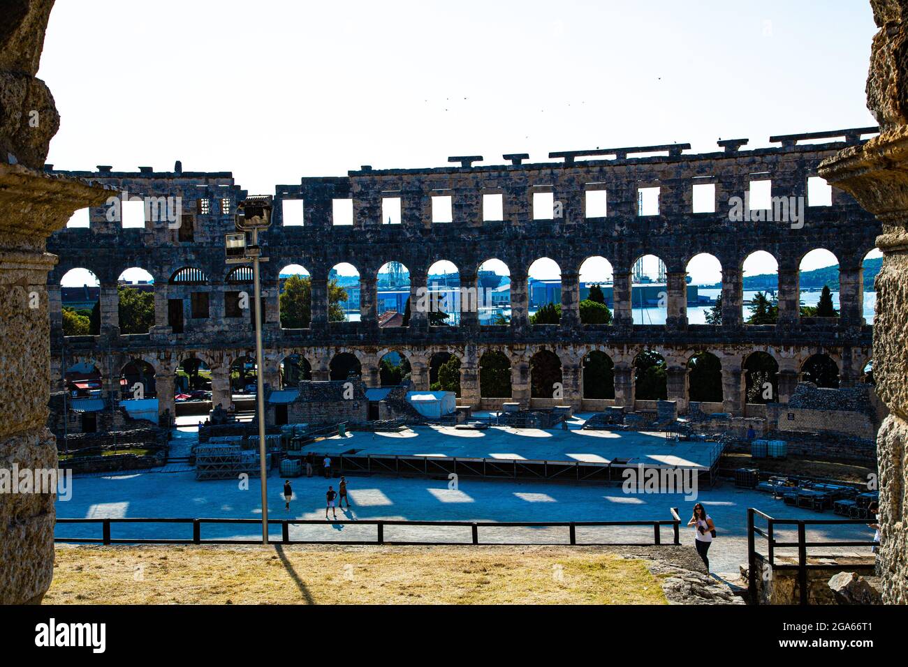 Arena Colosseum in Pula with columns and three stories high Stock Photo ...