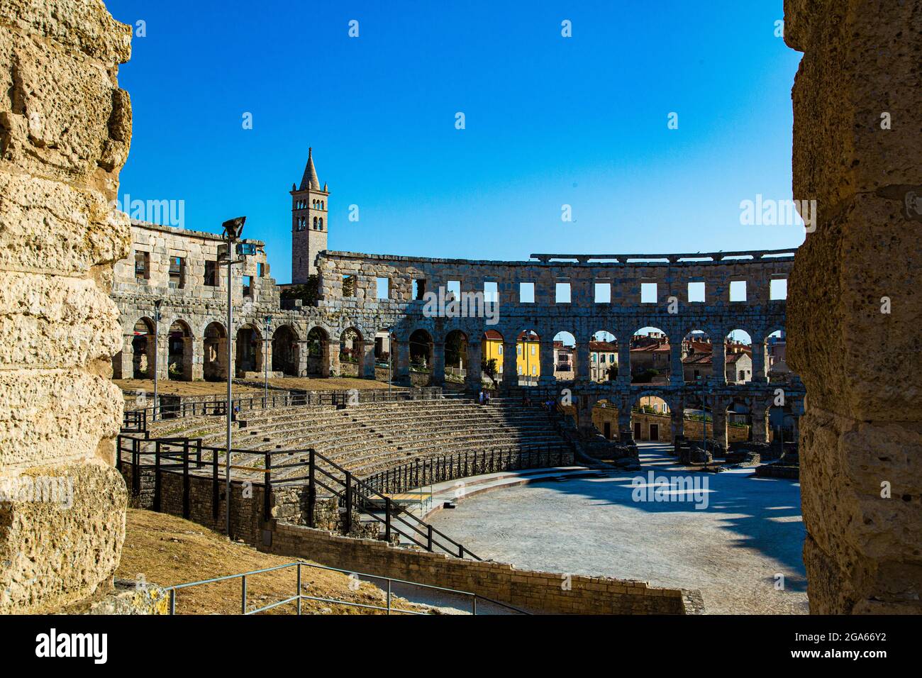 Arena Colosseum in Pula with columns and three stories high Stock Photo ...