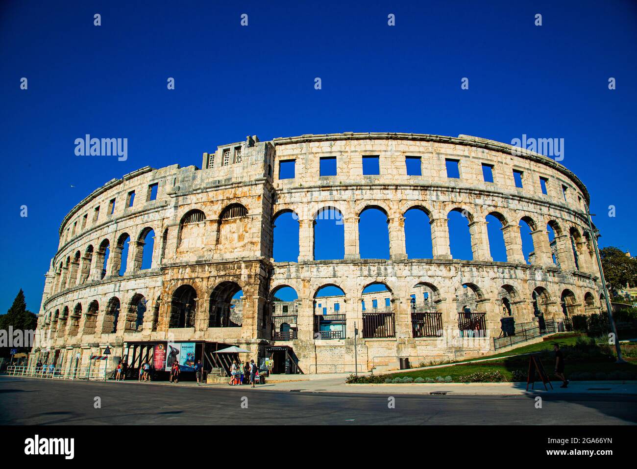 Arena Colosseum in Pula with columns and three stories high Stock Photo ...