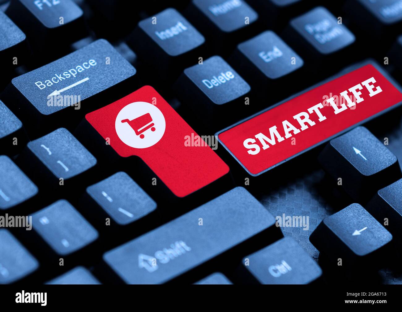 Conceptual caption Smart Life. Business showcase technology that works ...