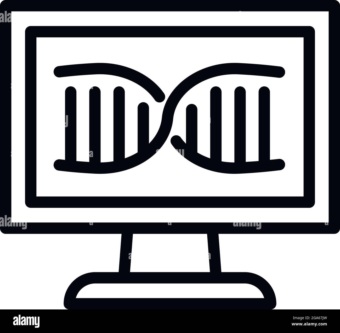 Forensic laboratory dna monitor icon. Outline forensic laboratory dna ...