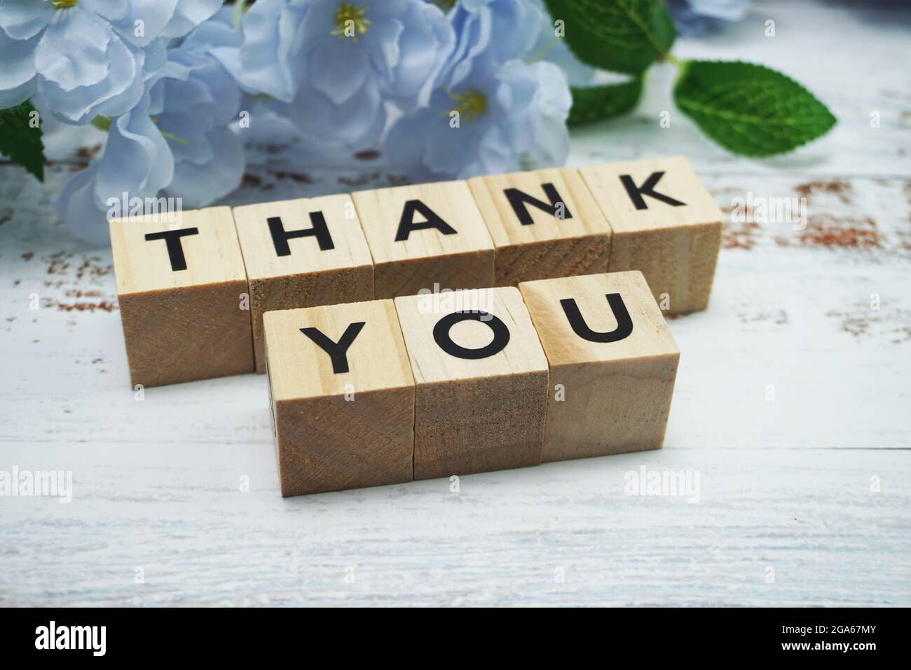 Thank You alphabet letters with space copy on wooden background Stock ...