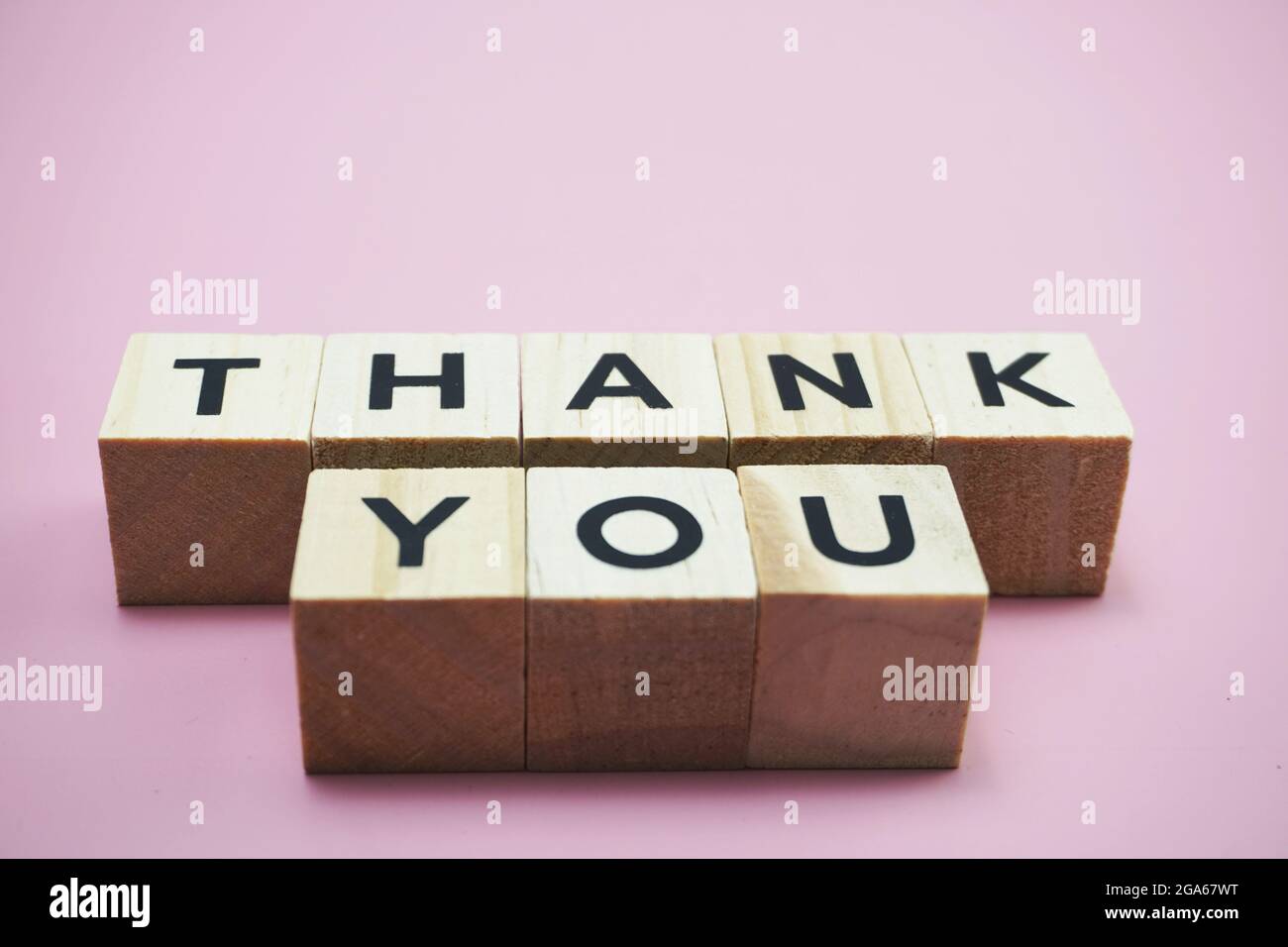 Thank You alphabet letters with space copy on pink background Stock ...