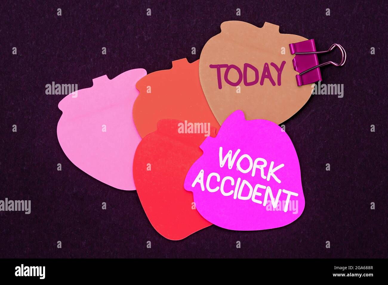 Handwriting text Work Accident. Word Written on Mistake Injury happened ...