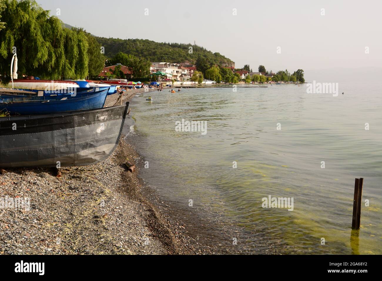 Lakefront in Pestani. Ohrid lake. North Macedonia Stock Photo - Alamy