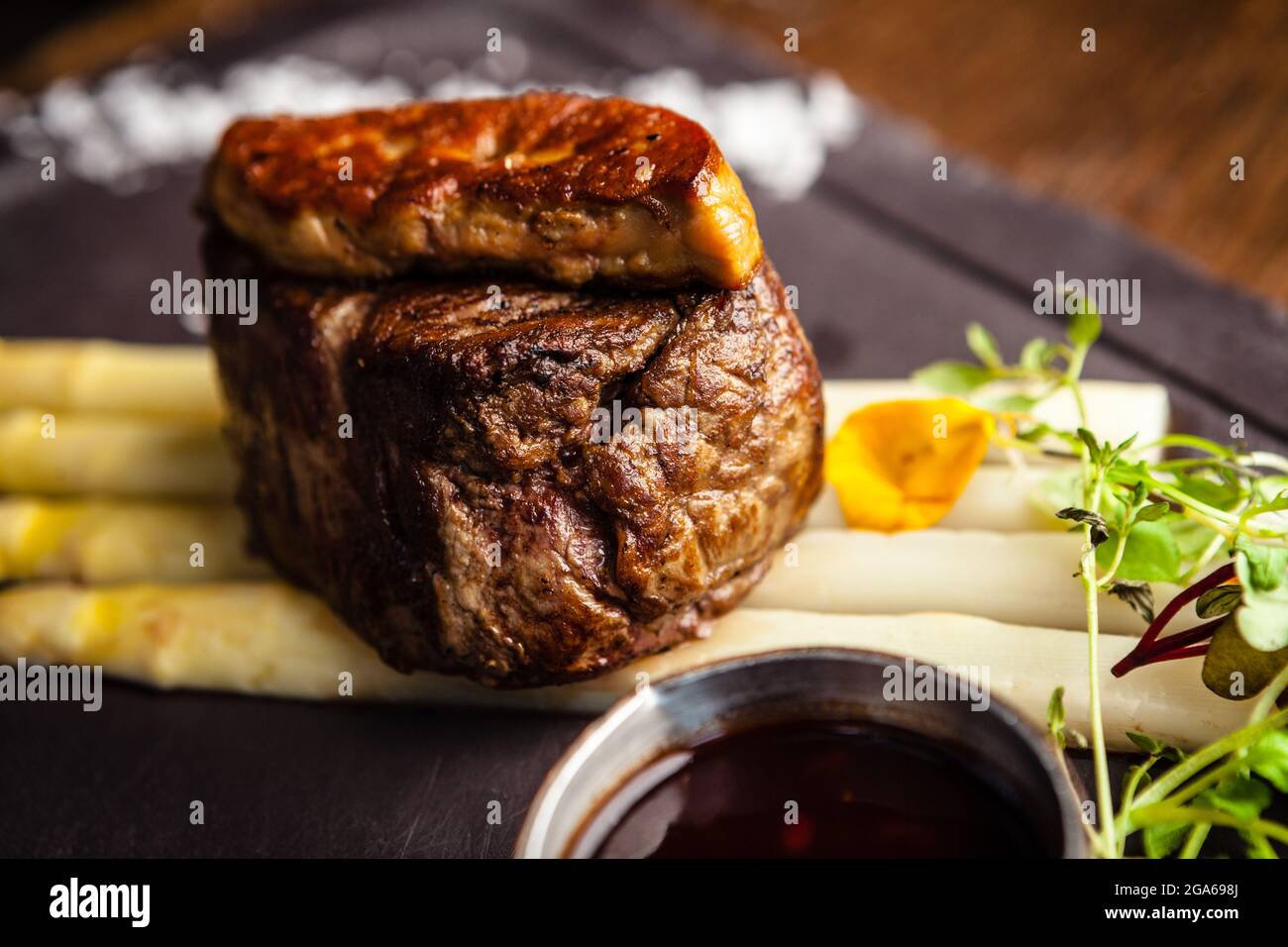 Tournedos Rossini. Foie gras, Black Angus beef tenderloin, white ...
