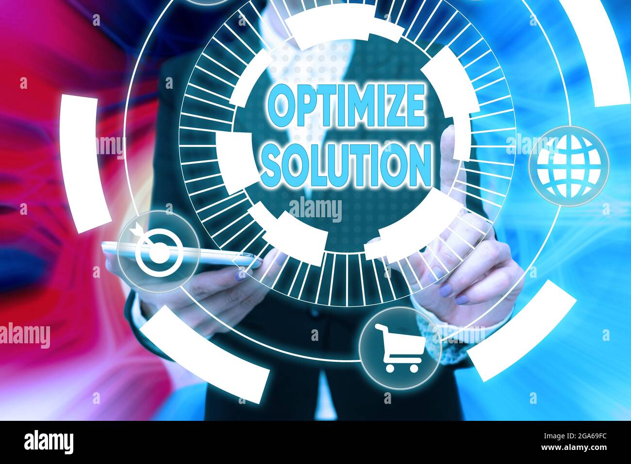 Text caption presenting Optimize Solution. Business concept process of ... Text caption presenting Optimize Solution. Business concept process of ...