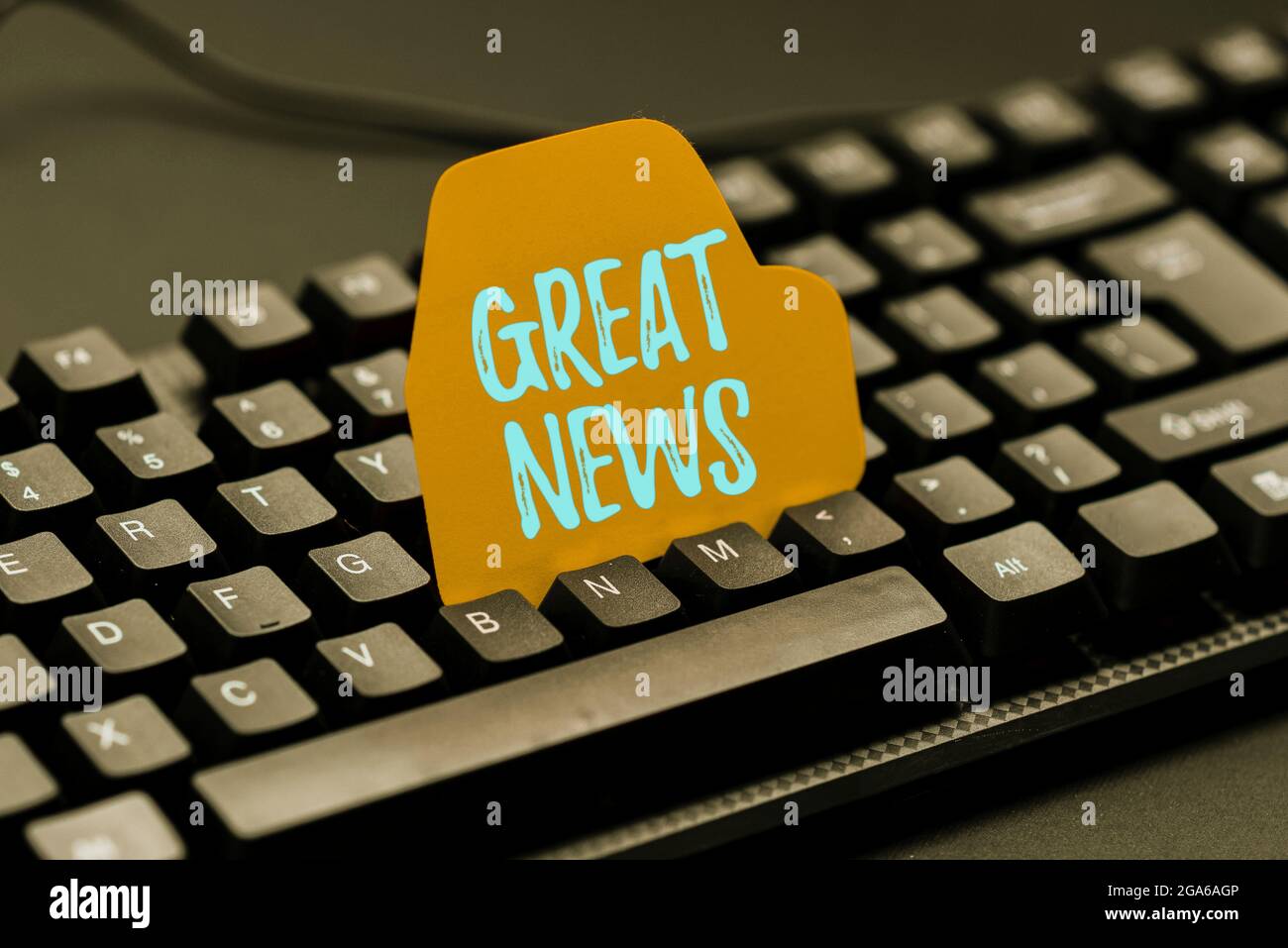 Conceptual display Great News. Business concept the surprised reaction ...