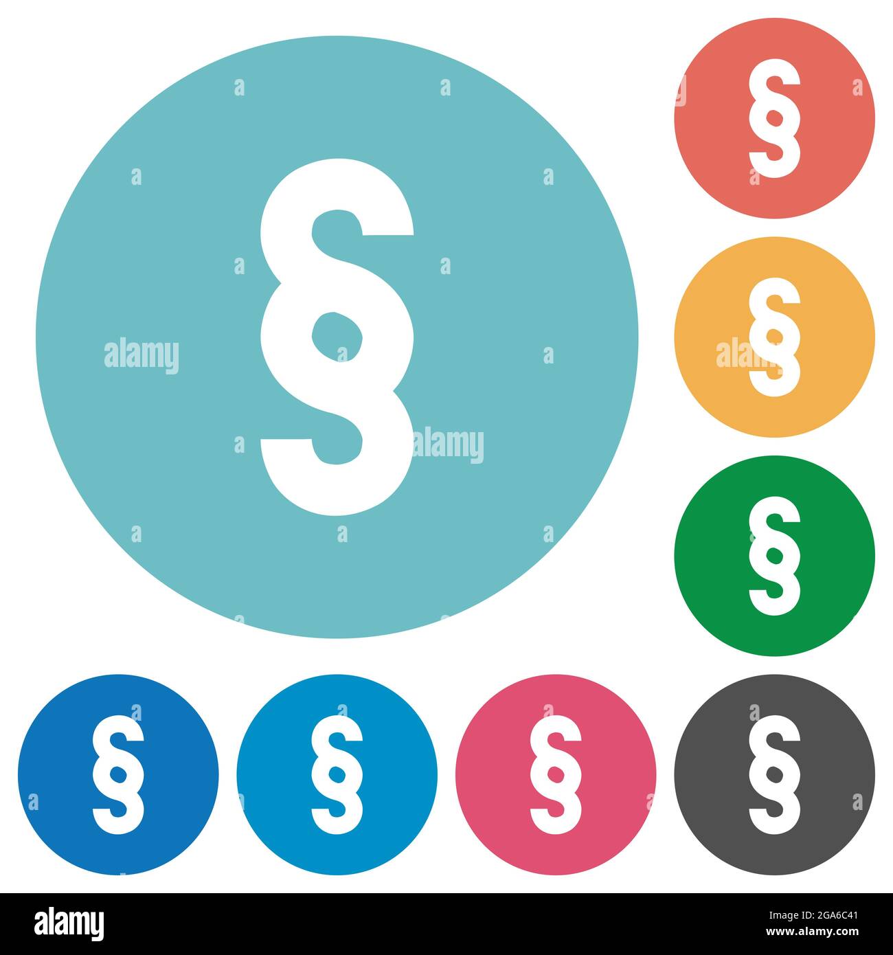 Paragraph symbol flat white icons on round color backgrounds Stock ...