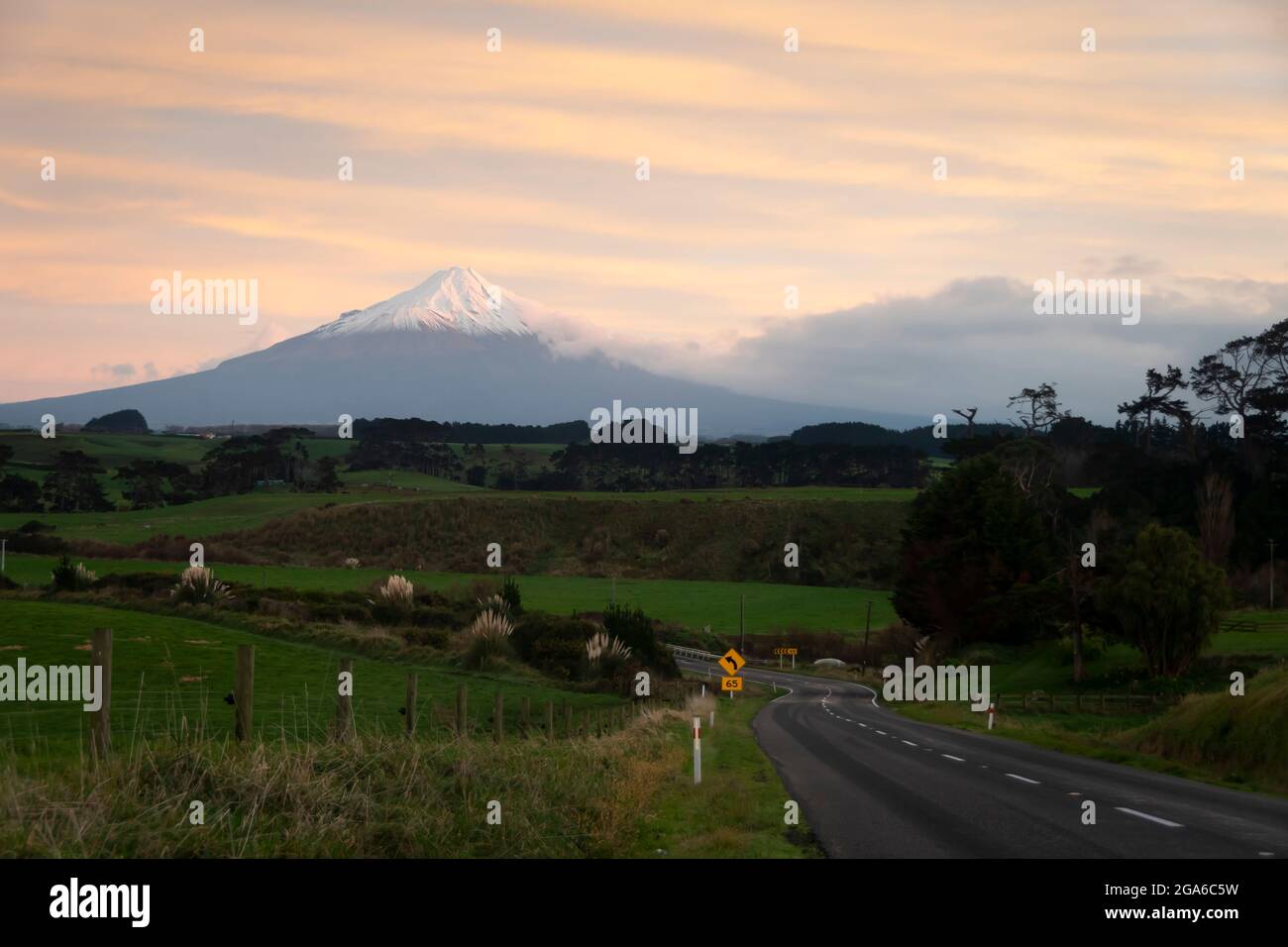 Road leading to Mount Taranaki, Normanby, Taranaki, North Island, New ...